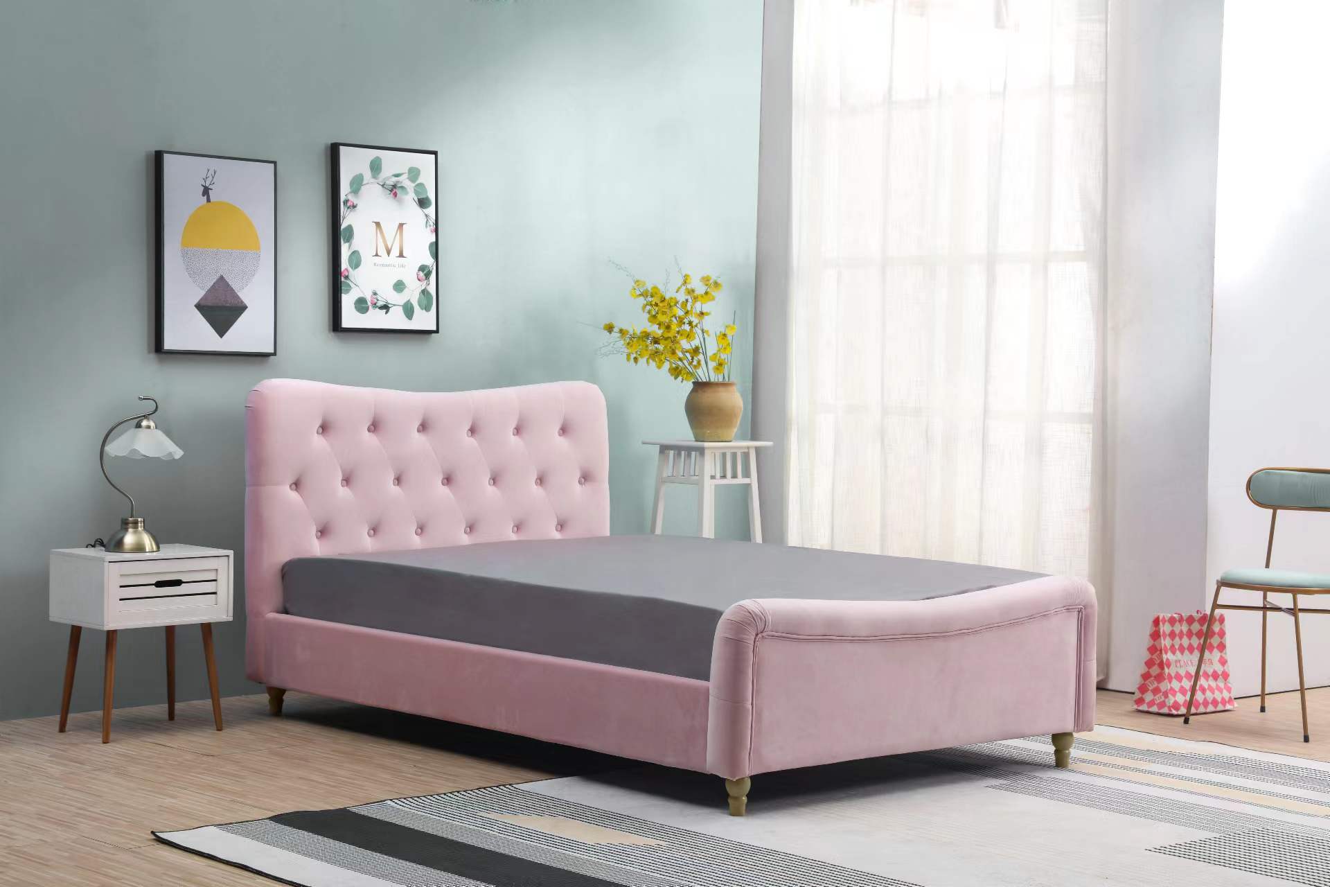 JAZMIN Pink Royal Fabric Queen Size Bed Frame – OZHomeDepot